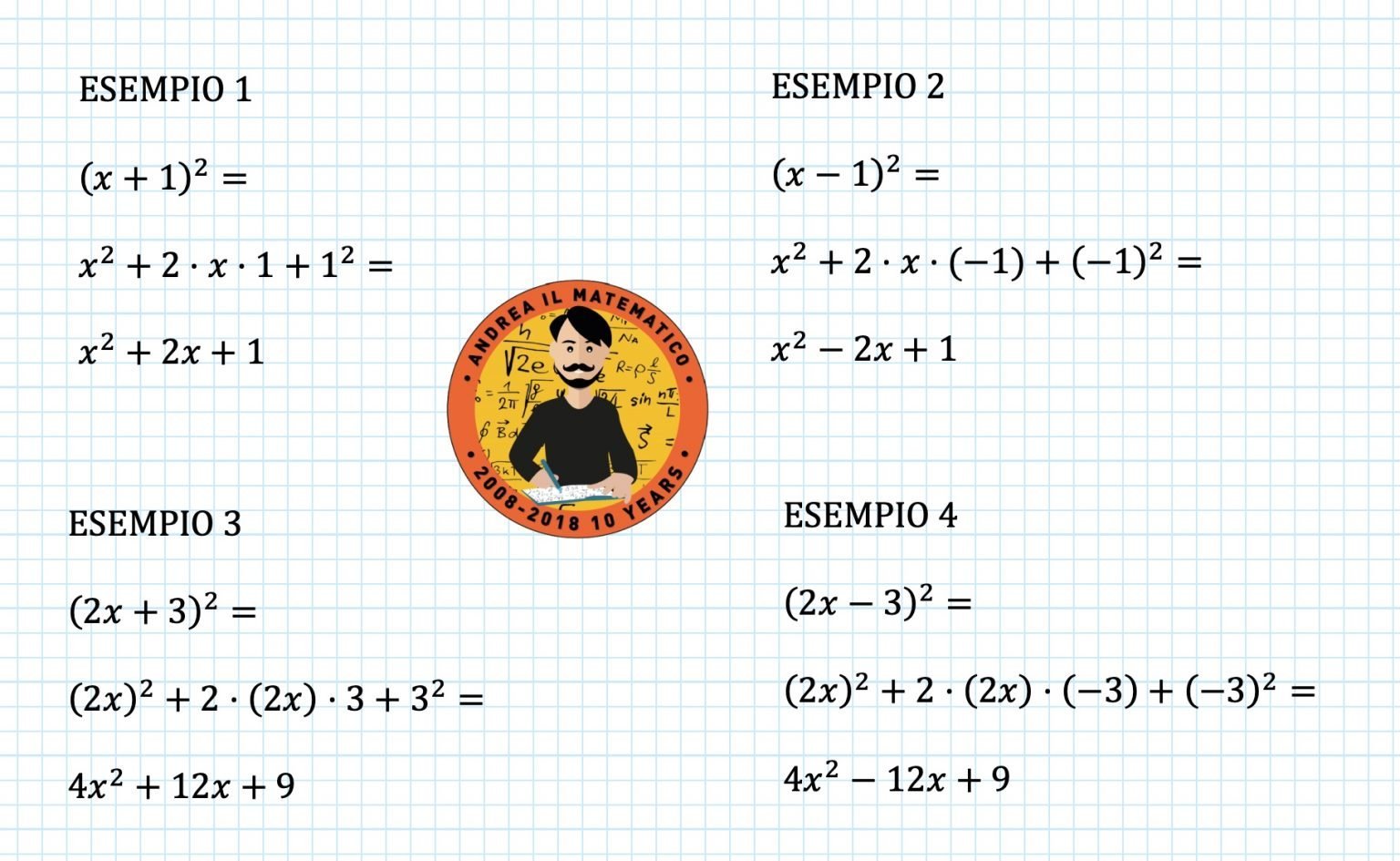 Quadrato di binomio - Andrea il Matematico