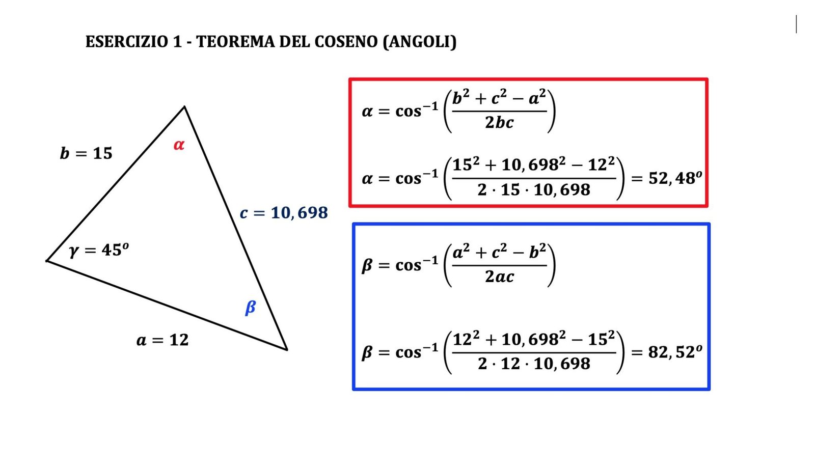 TEOREMA DEL COSENO - TRIGONOMETRIA - Andrea il Matematico