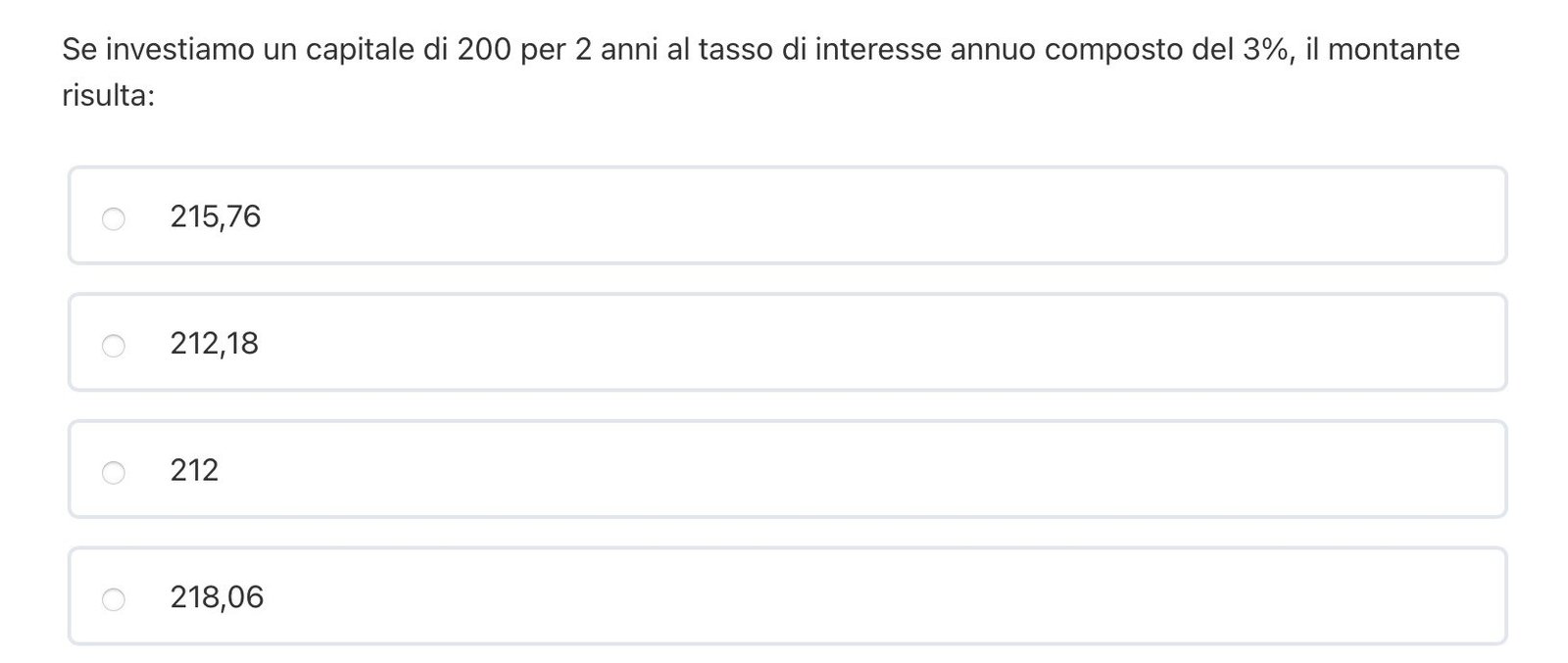 QUIZ SUL REGIME COMPOSTO - Andrea il Matematico